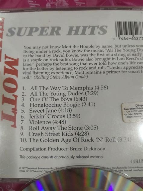 Cd Mott The Hoople David Bowie Super Hits Hobbies Toys Music