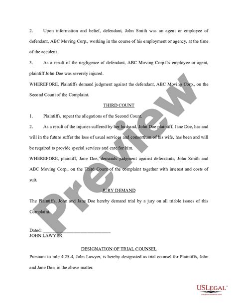 New Jersey Complaint Auto Negligence Commercial Vehicle US Legal Forms