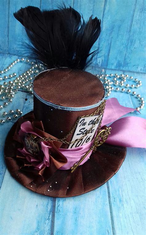 Top Hat Alice In Wonderland Mad Hatter Hat Brown Top Hat Adult Etsy