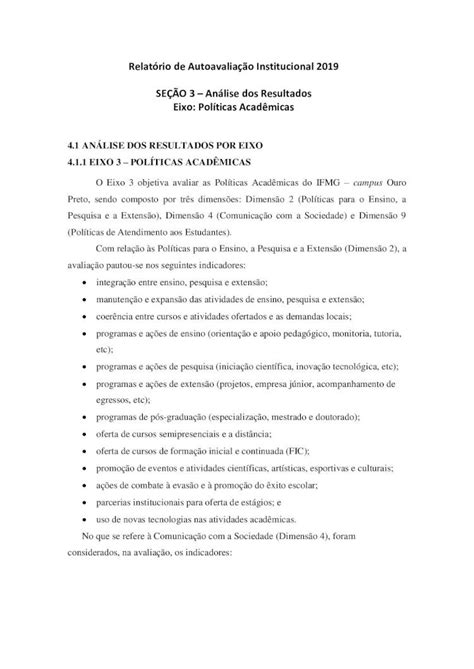 PDF Relatório de Autoavaliação Institucional 2019 SEÇÃO 3 Análise