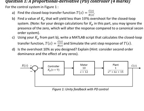SOLVED Question 1 A Proportional Derivative PD Controller 4 Marks