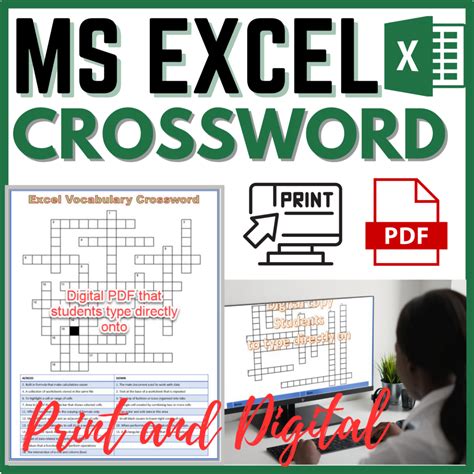 Microsoft Excel Vocabulary Crossword Puzzle Digital And Print