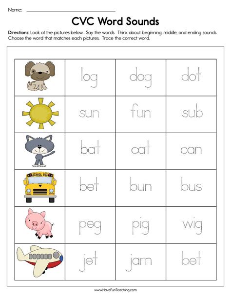 Free Printable Cvc Word Worksheets