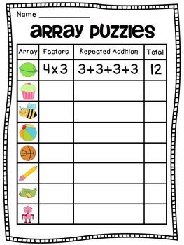 Arrays Arrays Arrays Including Multiplication As Repeated Addition