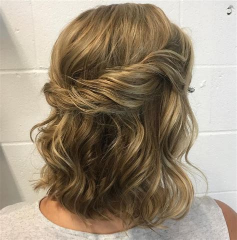 Wavy Half Up Half Down Hairstyle Up Dos For Medium Hair Updos For