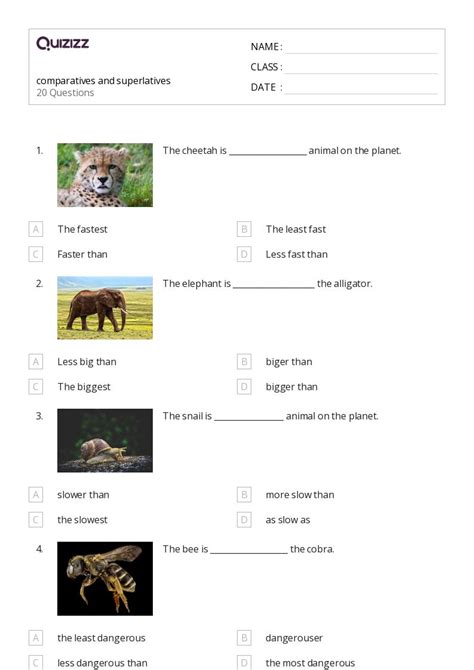50 Comparatives And Superlatives Worksheets On Quizizz Free Printable