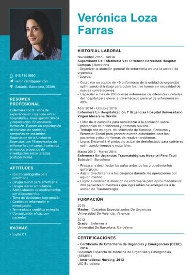 Currículum de Enfermera Guía y Ejemplos de CV de Enfermería