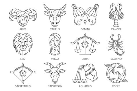 Premium Vector Collection Of Zodiac Signs On White Background Line