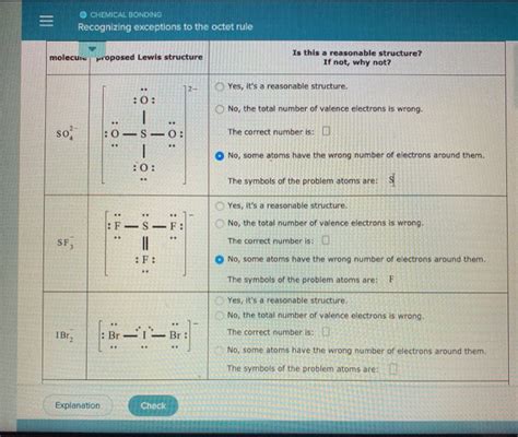 Solved Chemical Bonding Recognizing Exceptions To The Octet Chegg