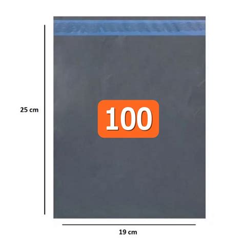 100 Envelopes Plástico lacre 19x25 cinza envio correios pac sedex