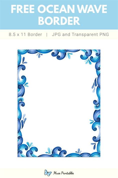 Ocean Wave Page Border For 8 5 X 11 Paper