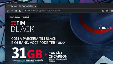 TIM Black tem bônus de até 10 GB em parceria C6 Bank