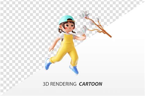 Garota de desenho animado de renderização 3d PSD Premium