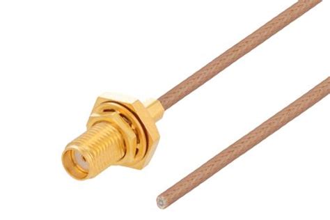SMA Female Bulkhead To Straight Cut Lead Cable Using RG178 Coax