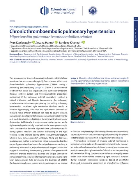PDF Chronic Thromboembolic Pulmonary Hypertension