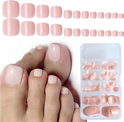 Amazon Morily Red Press On Toenails Short Square Glossy Fake Toe