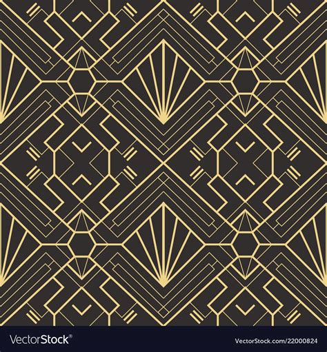 Vector Modern Geometric Tiles Pattern Golden Lined Shape Abstract Art
