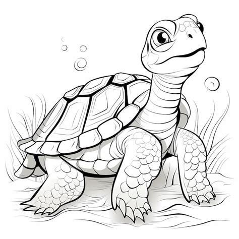 Crear página para colorear para niños una tortuga con estilo de dibujos