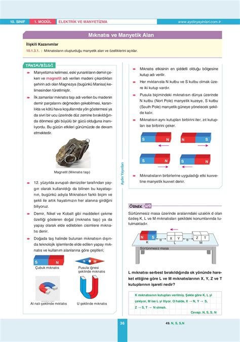 TYT AYT 10 Sınıf Fizik Ders İşleyiş Modülleri Modül 1 Elektrik ve