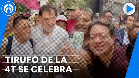 Así arribaron Mario Delgado y Gerardo Noroña al Zócalo para el AMLO