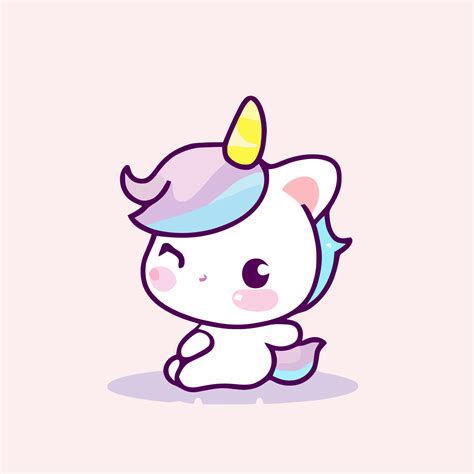 Cute Unicorn Illustration Unicorn Kawaii Chibi Vector Drawing Style
