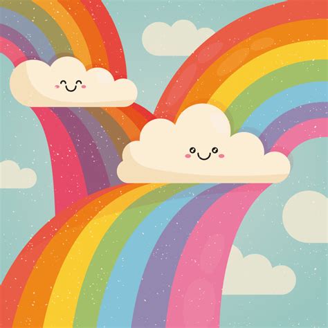 Arco íris nas nuvens tapete de vinil infantil TenStickers