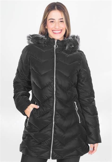 Jaqueta Parka Feminina Nylon Capuz Removível Bolsos Lisa
