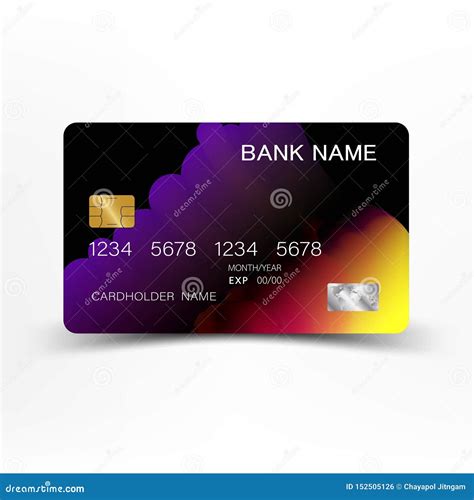 Tarjeta De Cr Dito Detallada Realista Color Colorido En El Fondo Gris