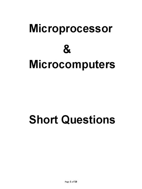 microprocessor short question answers pdf central processing unit microcontroller