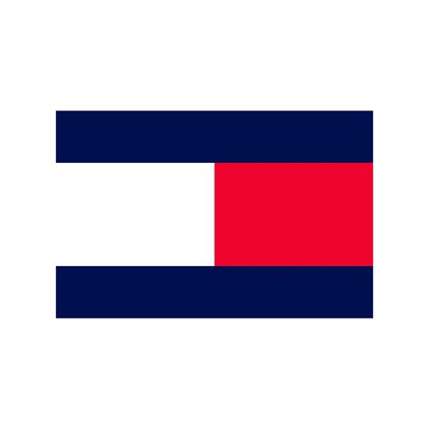tommy hilfiger editorial símbolo logotipo rojo y azul con nombre icono