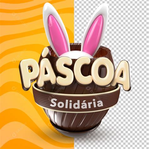 Selo 3D Páscoa Solidária Branco Coelho Para Composição PSD download