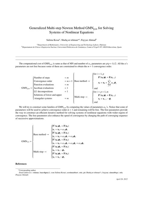 pdf generalized multi step newton method gmn { text{p m}} for solving systems of nonlinear