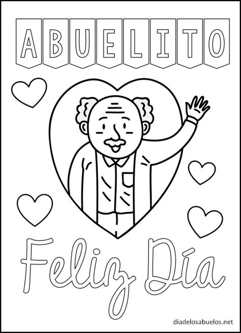 Tarjetas de Feliz Día del Abuelo Para Colorear Día de los Abuelos
