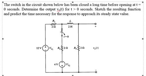 Solved The Switch In The Circuit Shown Below Has Been Closed Chegg