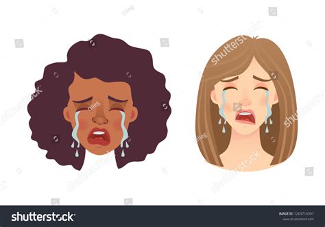 Crying Woman Face Cartoon