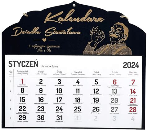 PREZENT NA DZIEŃ BABCI I DZIADKA KALENDARZ UPOMINEK GRAWER 2024 IMIONA