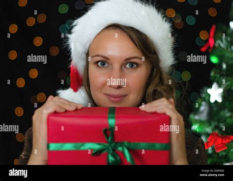 Christmas Gift Hat Woman Hi Res Stock Photography And Images Alamy