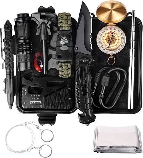 Unihoh Survival Kit 15 in 1 Außen Notfall Survival Ausrüstung Set mit