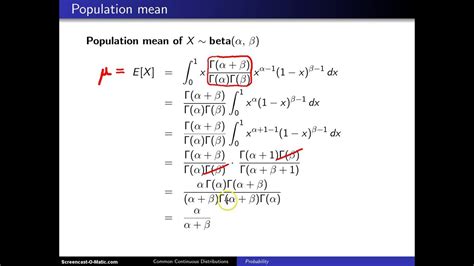 beta distribution mean youtube