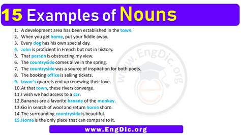 Examples Of Noun In Sentences Noun Sentence Examples Engdic