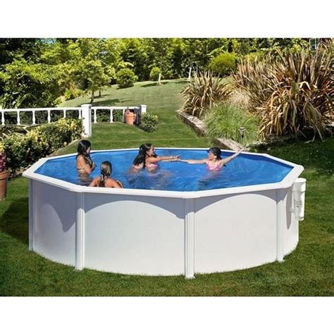 Kit piscine hors sol AZORES ronde en acier couleur blanche Ø 4 60 x