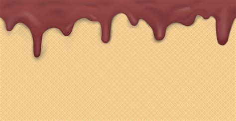 Sweet Seamless Panoramic Ice Cream Pattern With Dripping Dark Chocolate