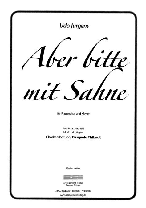 Aber Bitte Mit Sahne Von Udo J Rgens Im Stretta Noten Shop Kaufen