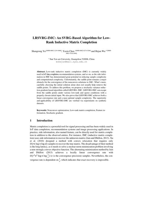 pdf lrsvrg imc an svrg based algorithm for lowrank inductive matrix completion