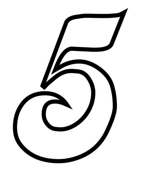 Desenhos de Número 5 Cinco para Colorir Pintar e Imprimir