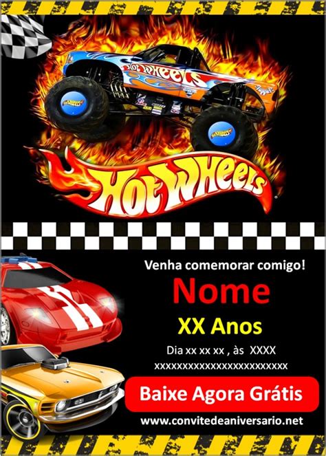 Convite Hot Wheels Convites