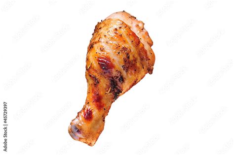 Grilled Chicken Leg On White Background Stock Photo Adobe Stock
