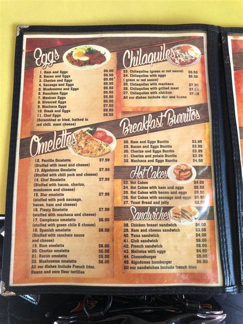 Menu At La Parrilla Restaurant Bar Los Algodones
