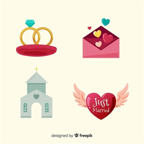 Coleção de elementos de casamento Vetor Grátis