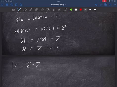 solved using the extended euclidean algorithm find the multiplicative inverse of 31 mod 3480